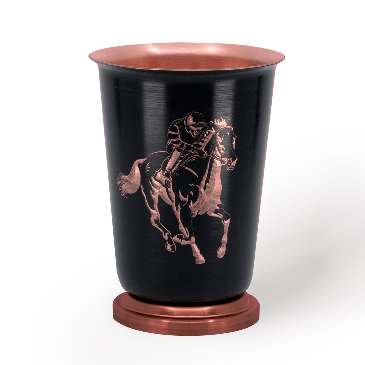 Racehorse Mint Julep Cup - Copper with Black Finish — Horse and Hound ...