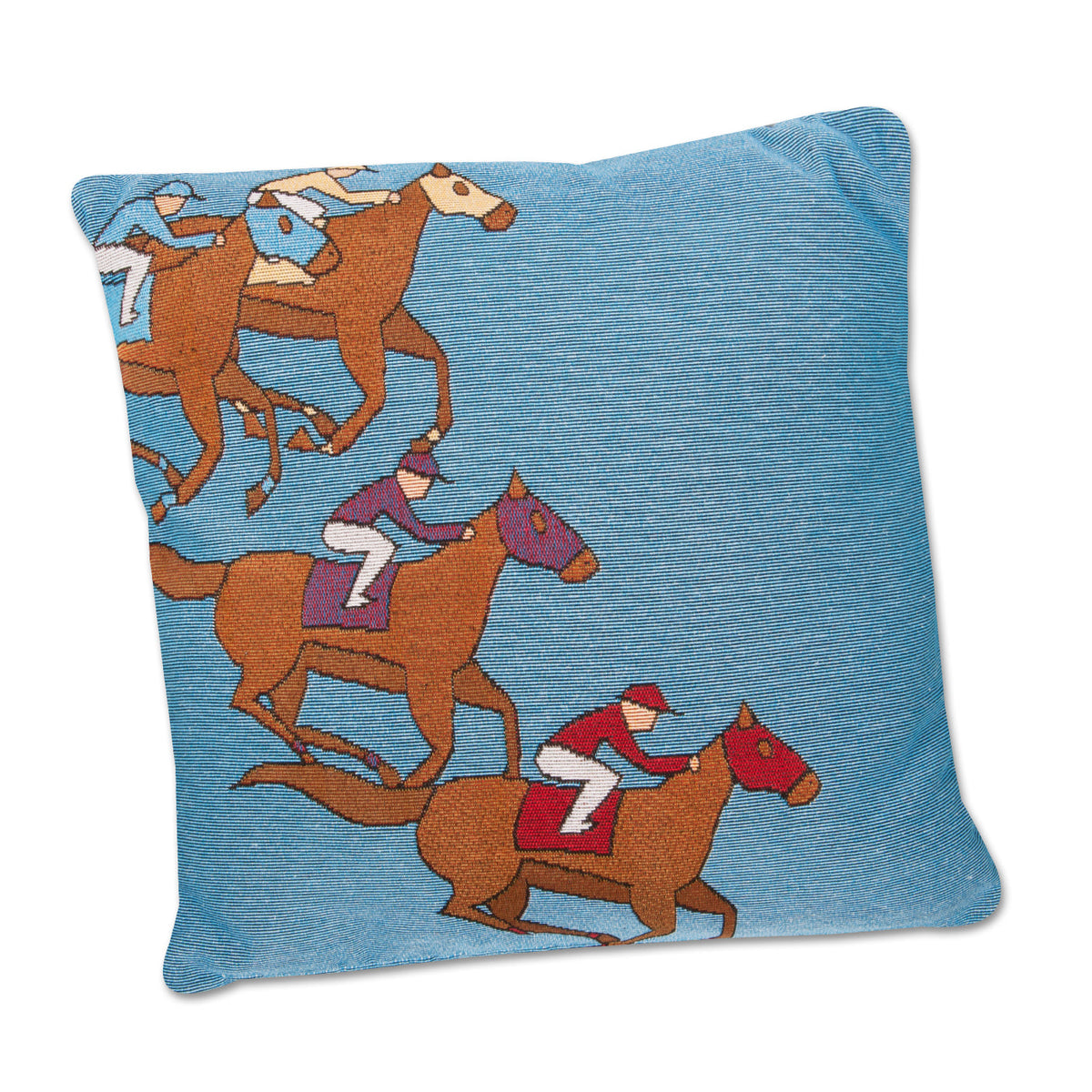 Finish Line Horseracing Pillow - Blue — Horse and Hound Gallery