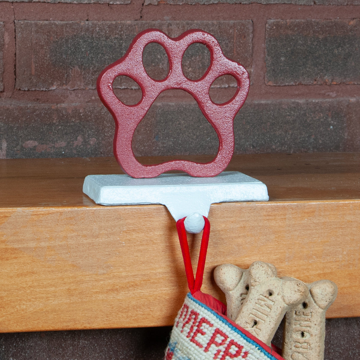 Dog Paw Stocking Iron Hanger - Red — Horse and Hound Gallery