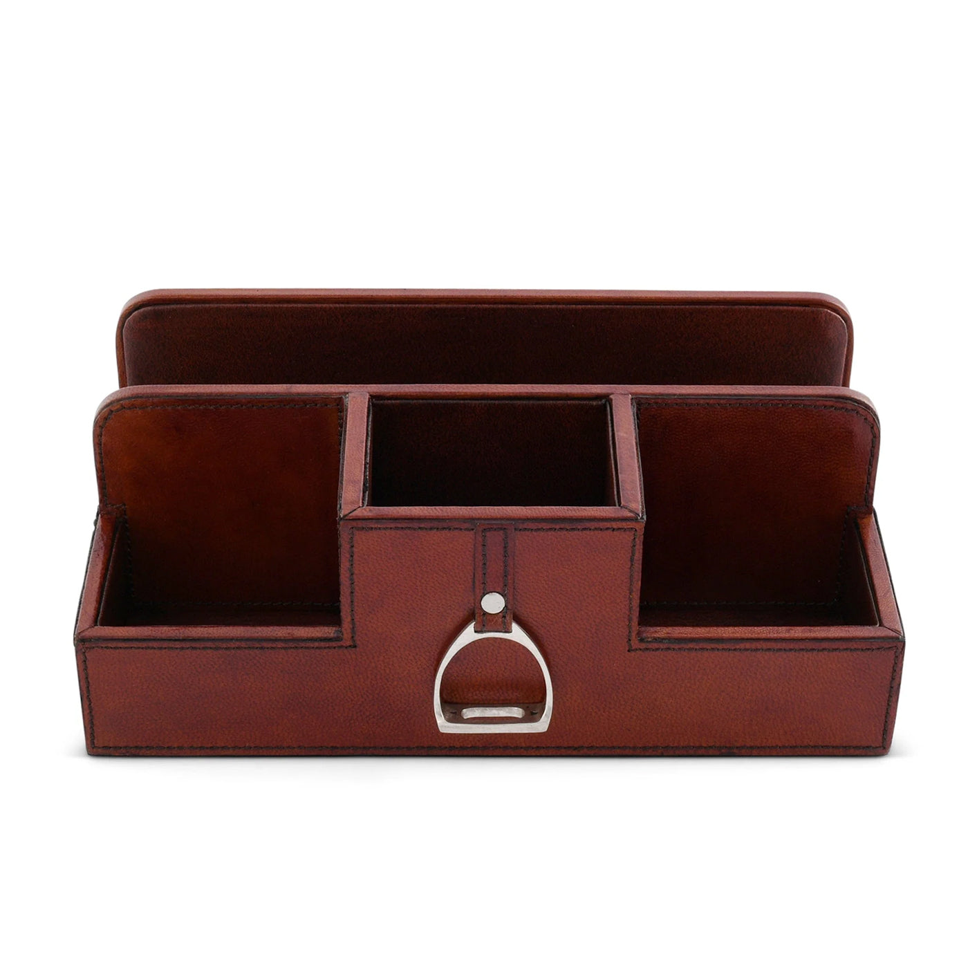 Equestrian Leather Desk Organizer with Stirrup Accent — Horse and Hound ...