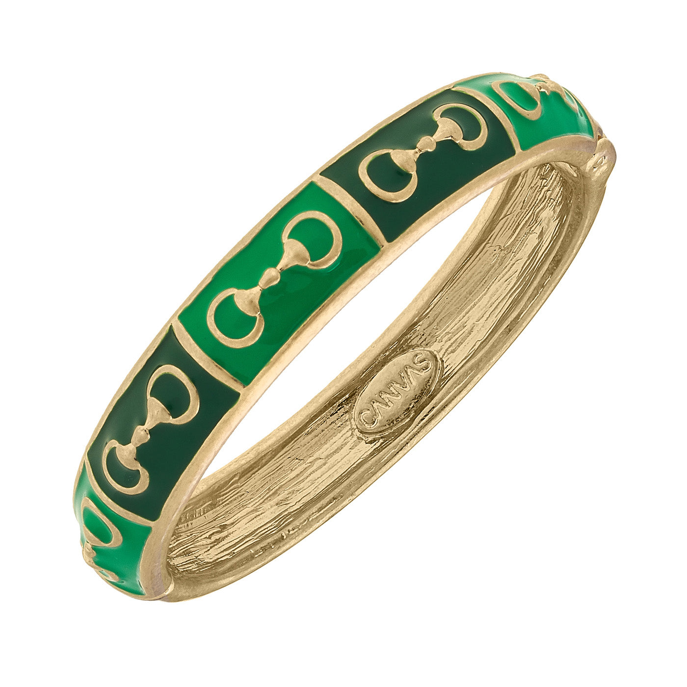 Snaffle Horse Bit Enamel Hinged Bangle - Green — Horse and Hound Gallery