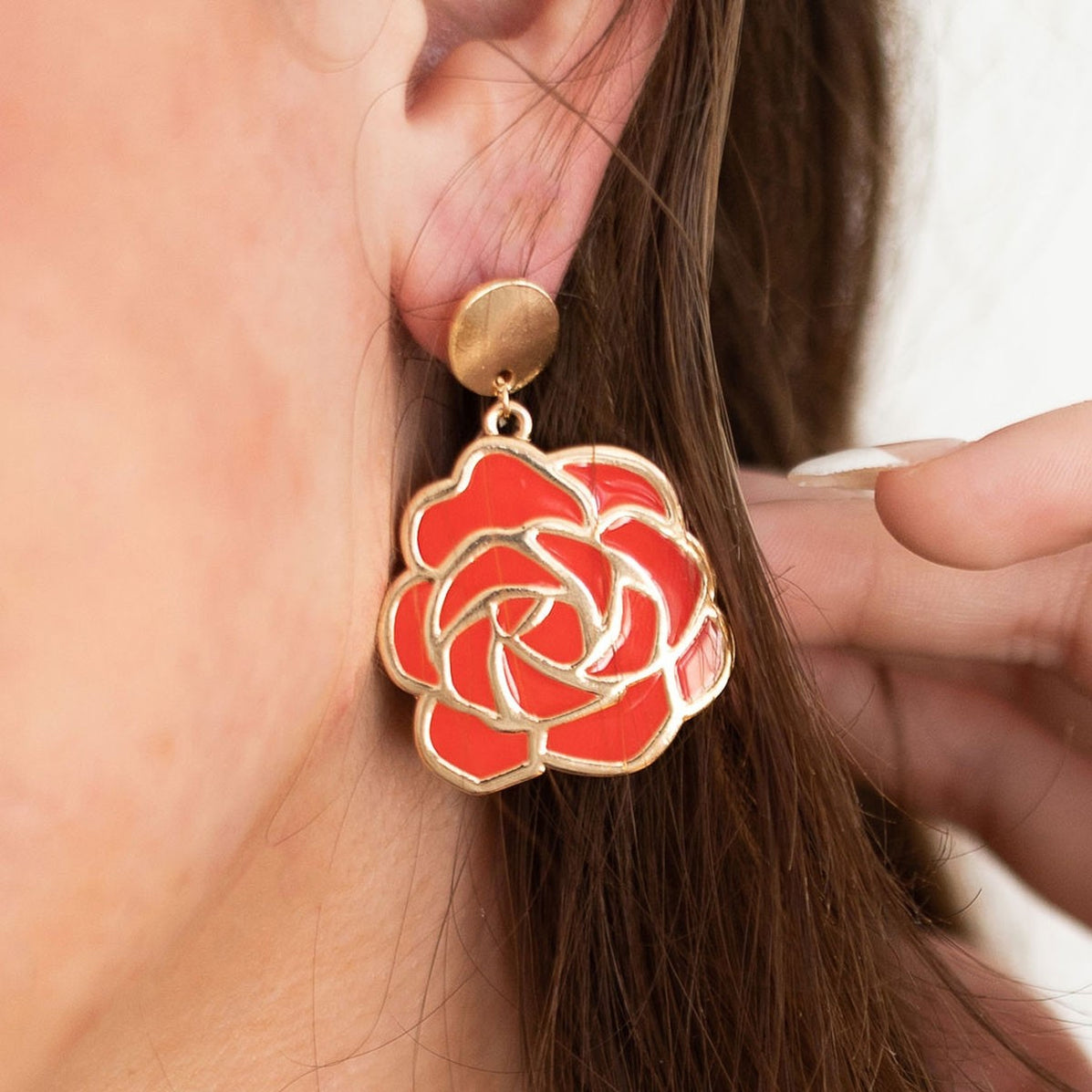 Kentucky Derby Red Rose Earrings — Horse and Hound Gallery