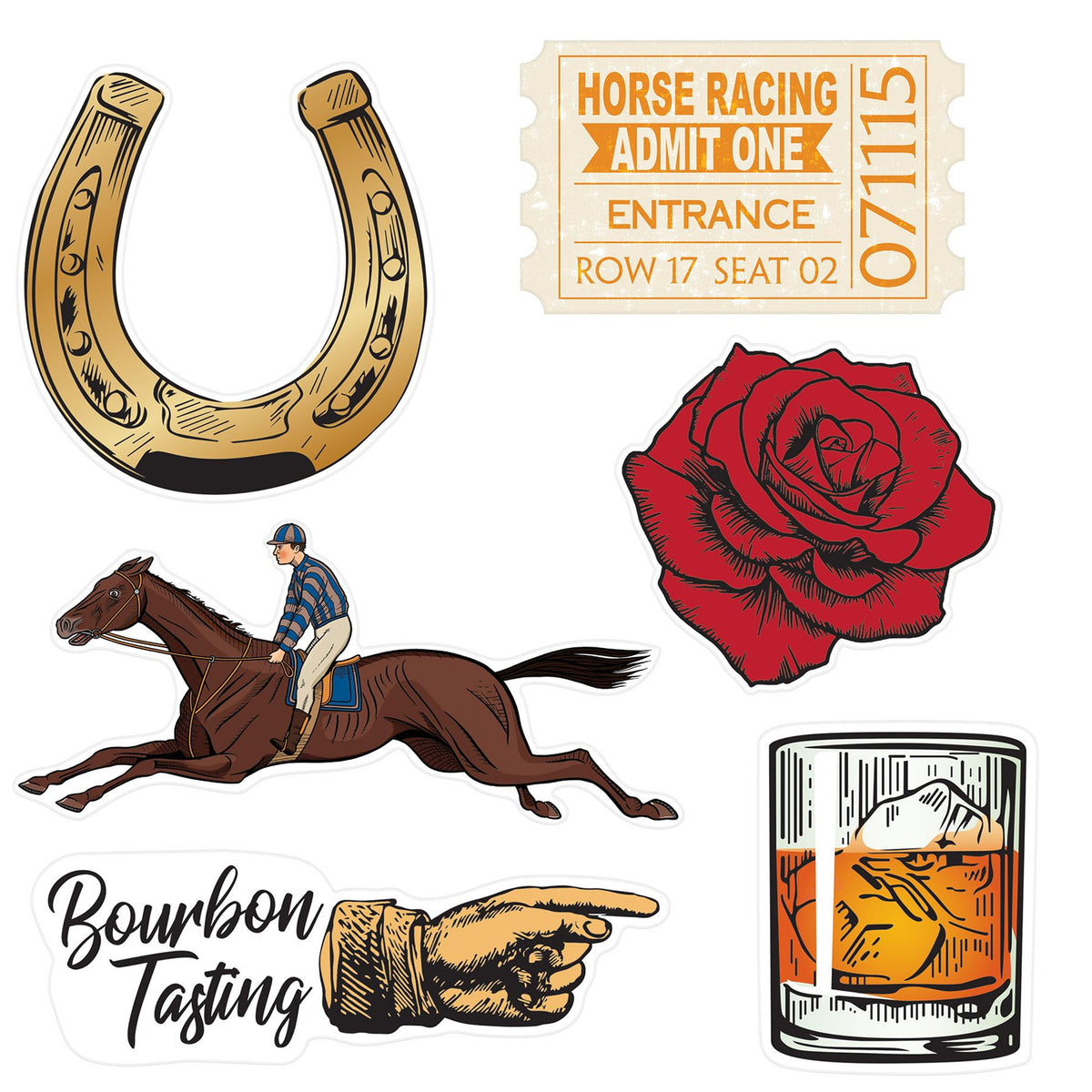 Derby Party Vintage Mini Horse Racing Cutouts Decorations Pkg 6 — Horse ...