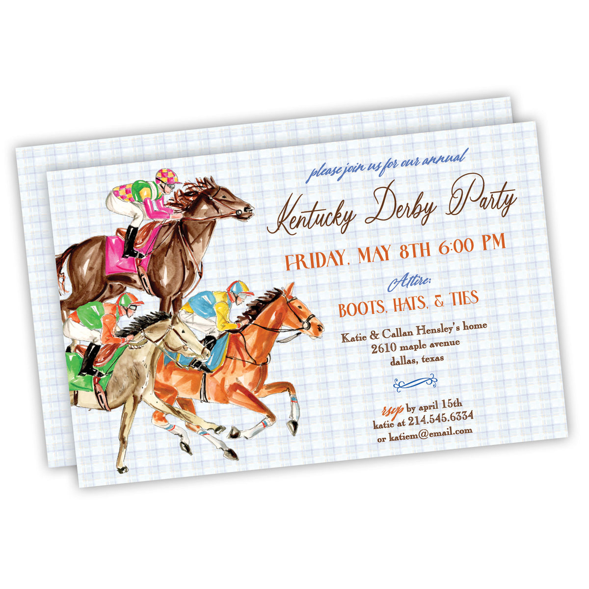 Racehorse Trio Party Invitations — Horse and Hound Gallery