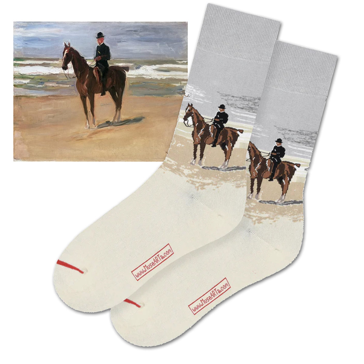 Equestrian Art Socks - Rider On the Beach by Max Liebermann - Men's Cr ...