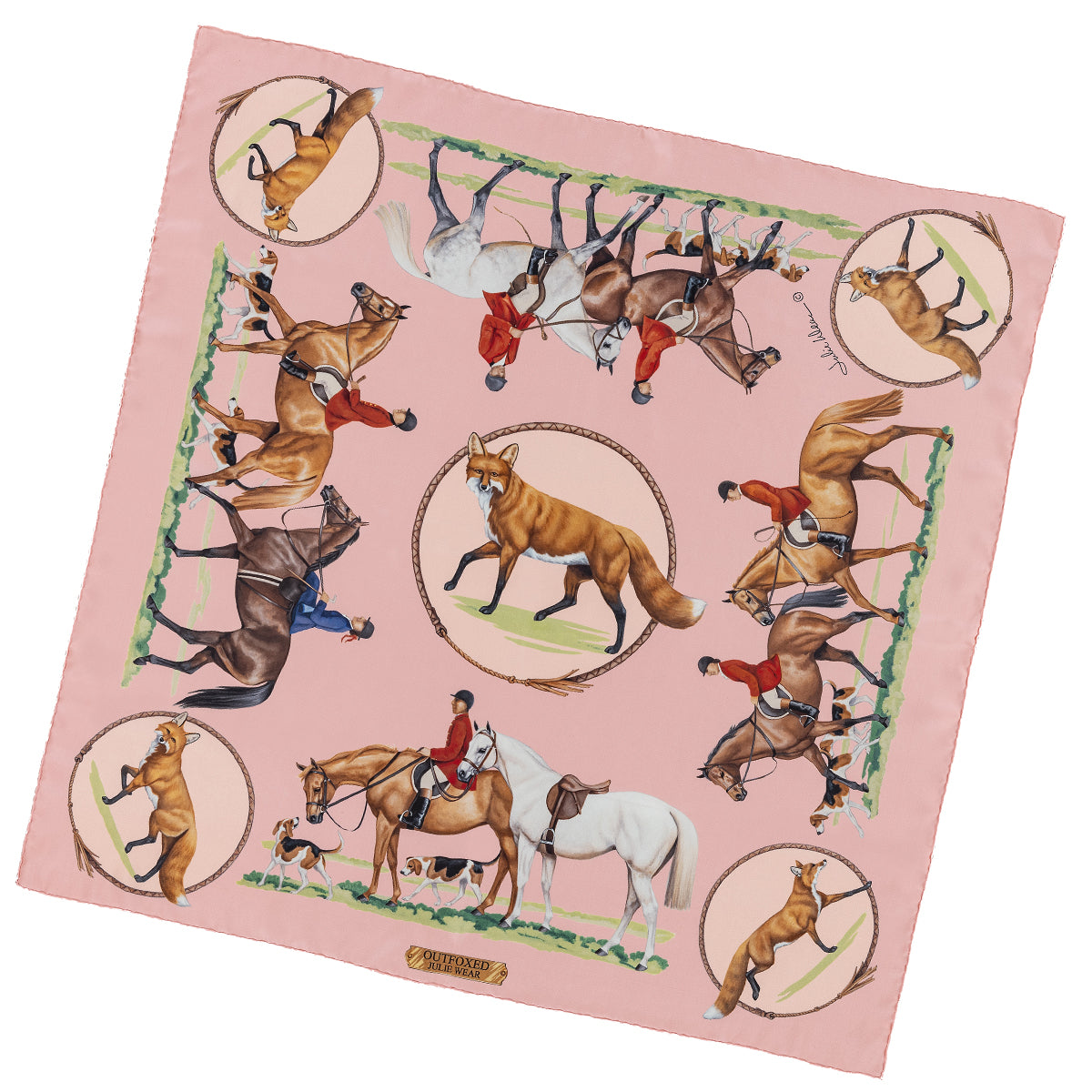 Outfoxed Equestrian Silk Scarf by Julie Wear - Pink — Horse and Hound ...