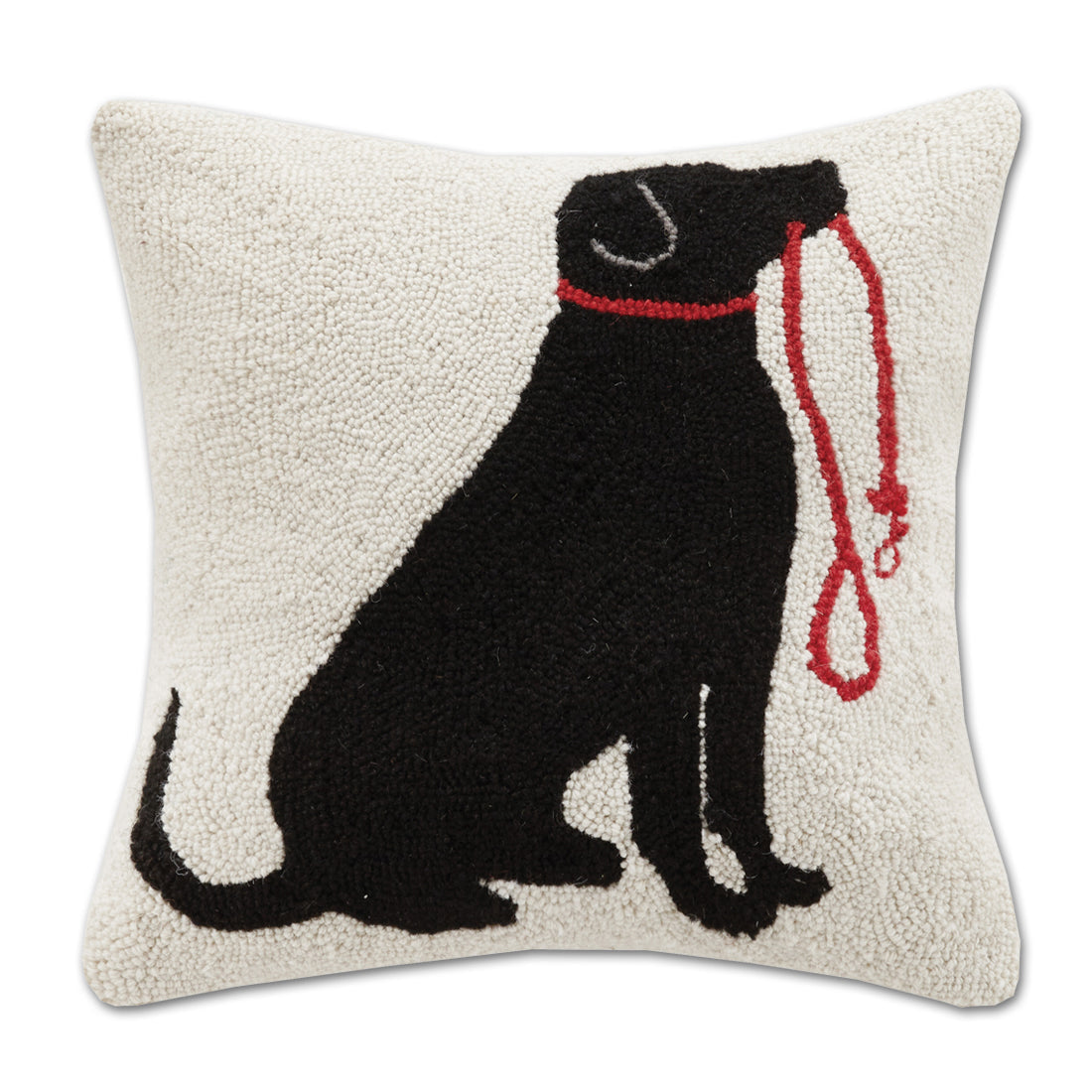 Black Lab & Leash Hooked Dog Pillow — Horse and Hound Gallery
