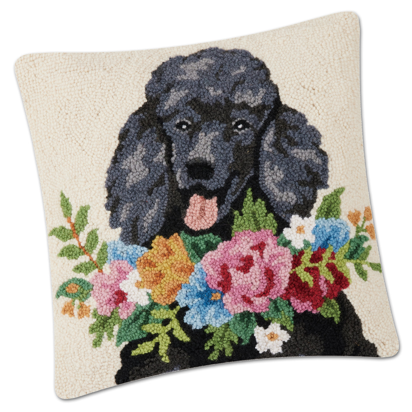 Blooming Poodle Hooked Dog Pillow 18