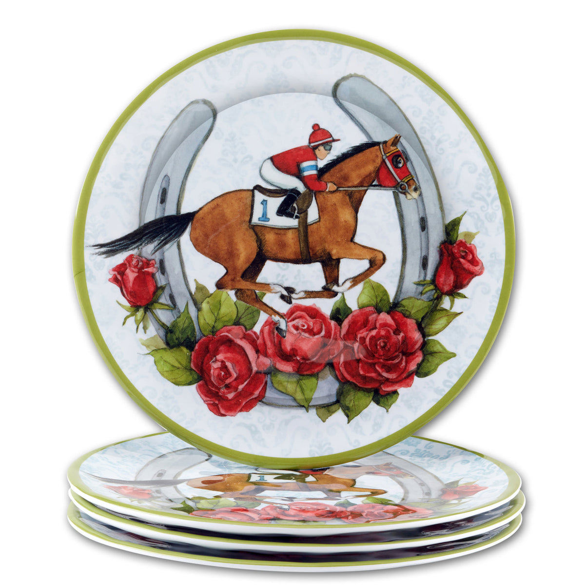 Jockeys & Juleps Horse Racing Luncheon Plates - Melamine Set of 4 ...