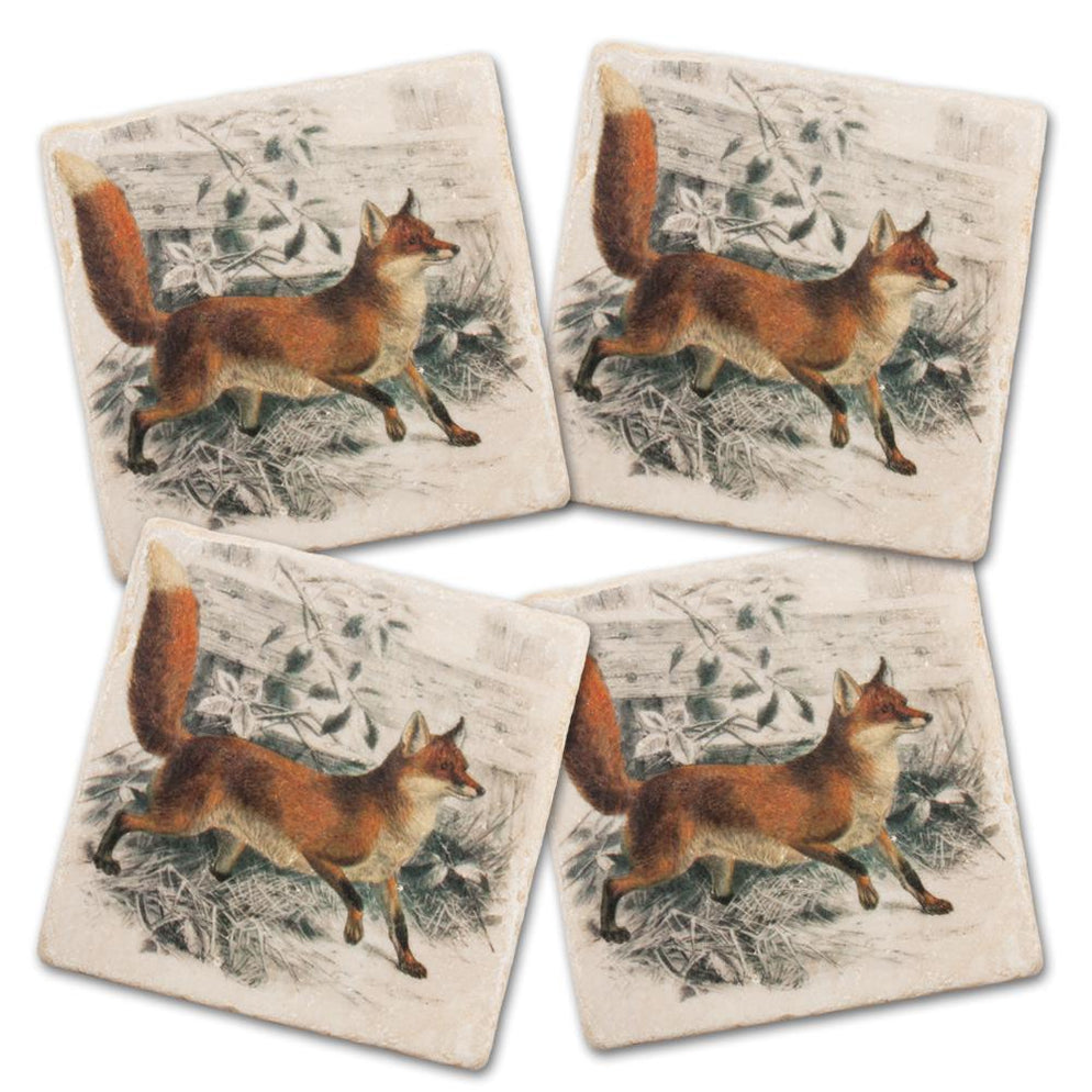 Vintage Red Fox Marble Coasters - Set of 4 — Horse and Hound Gallery