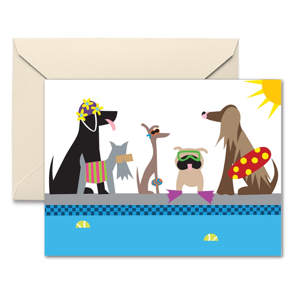 Doggie Swim Party Note Cards by R. Nichols — Horse and Hound Gallery